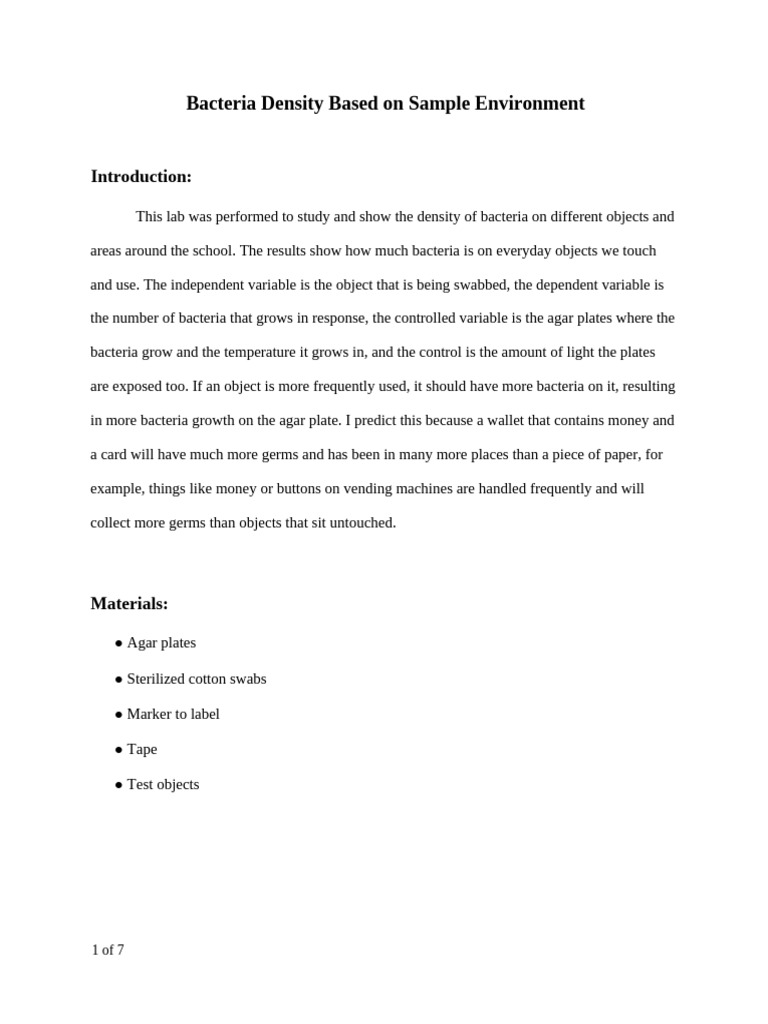 Science 10 Lab Report Exemplar - Do Not Post Online or | PDF | Bacteria | Agar