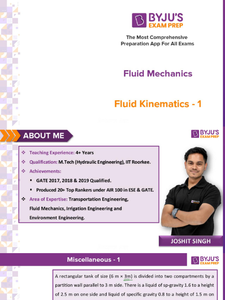 Live Class Fluid Kinematics Part 1 | PDF