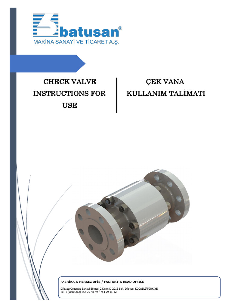 Check Valve Use and Maintenance Instructions | PDF