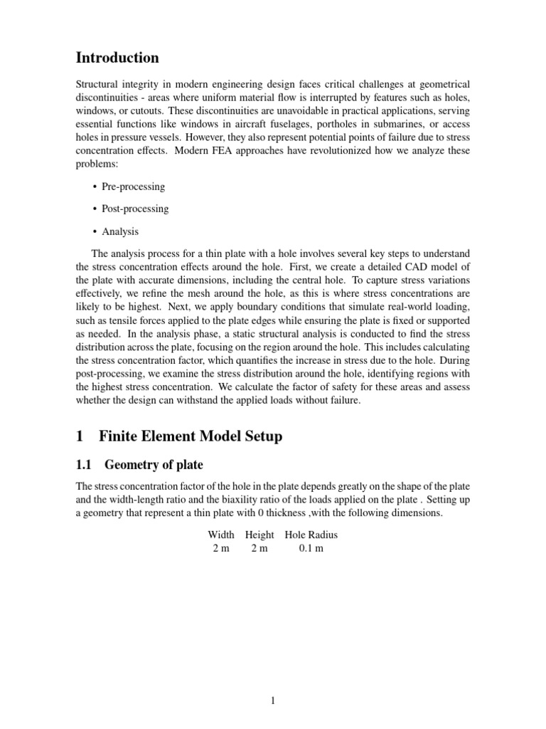 Hole Stress TNR | PDF | Stress (Mechanics) | Finite Element Method