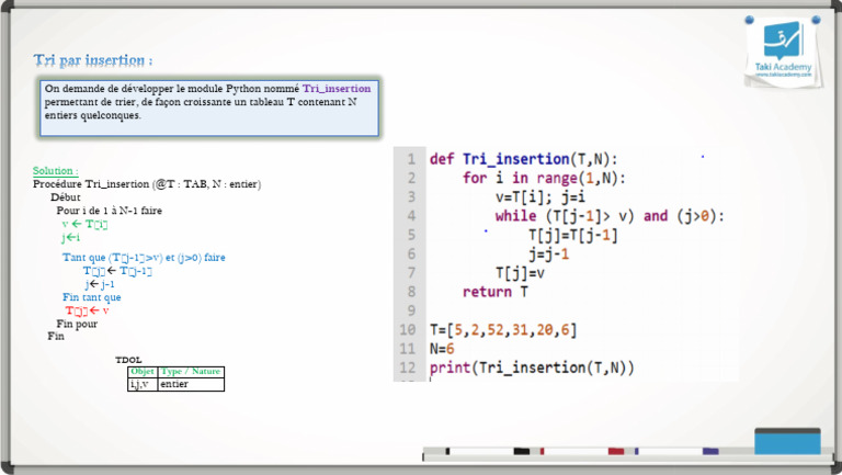 Module Python pour Tri par Insertion | PDF