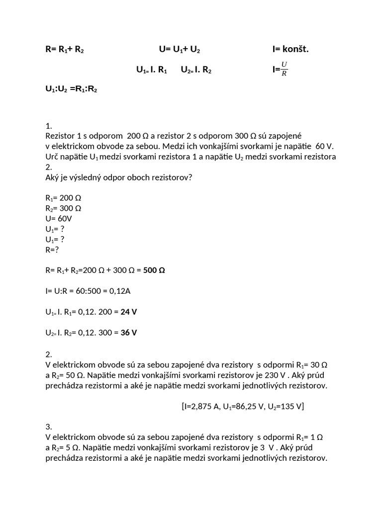 Sériové Zapojenie Príklady(1)(1) | PDF