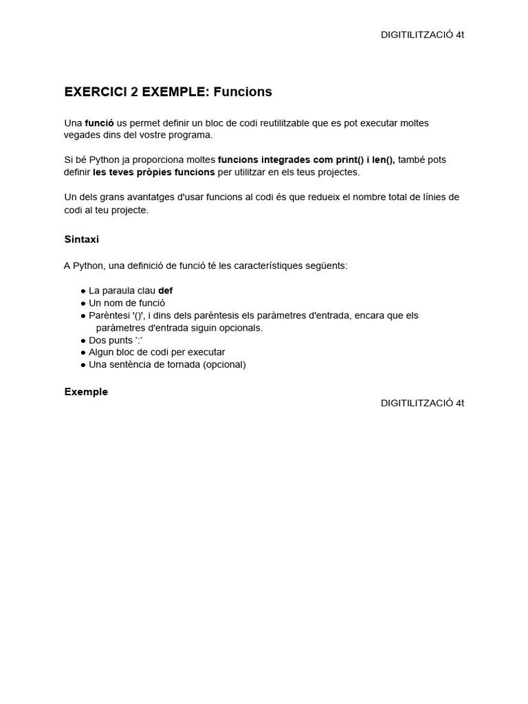 EXERCICI 2_ Funcions | PDF