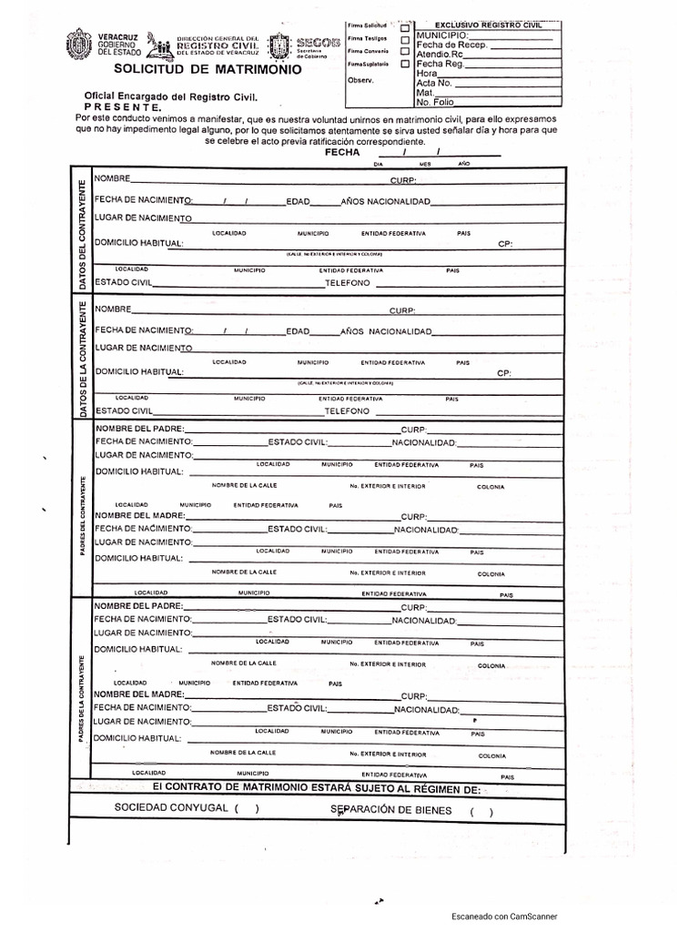 Solicitud de Matrimonio | PDF