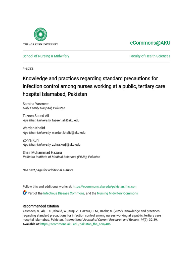 Knowledge and Practices Regarding Standard Precautions For Infect | PDF ...