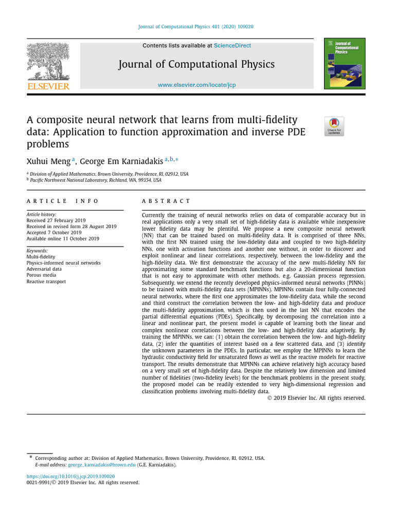A Composite Neural Network That Learns From Multi-Fidelity Data | PDF | Deep Learning | Applied ...