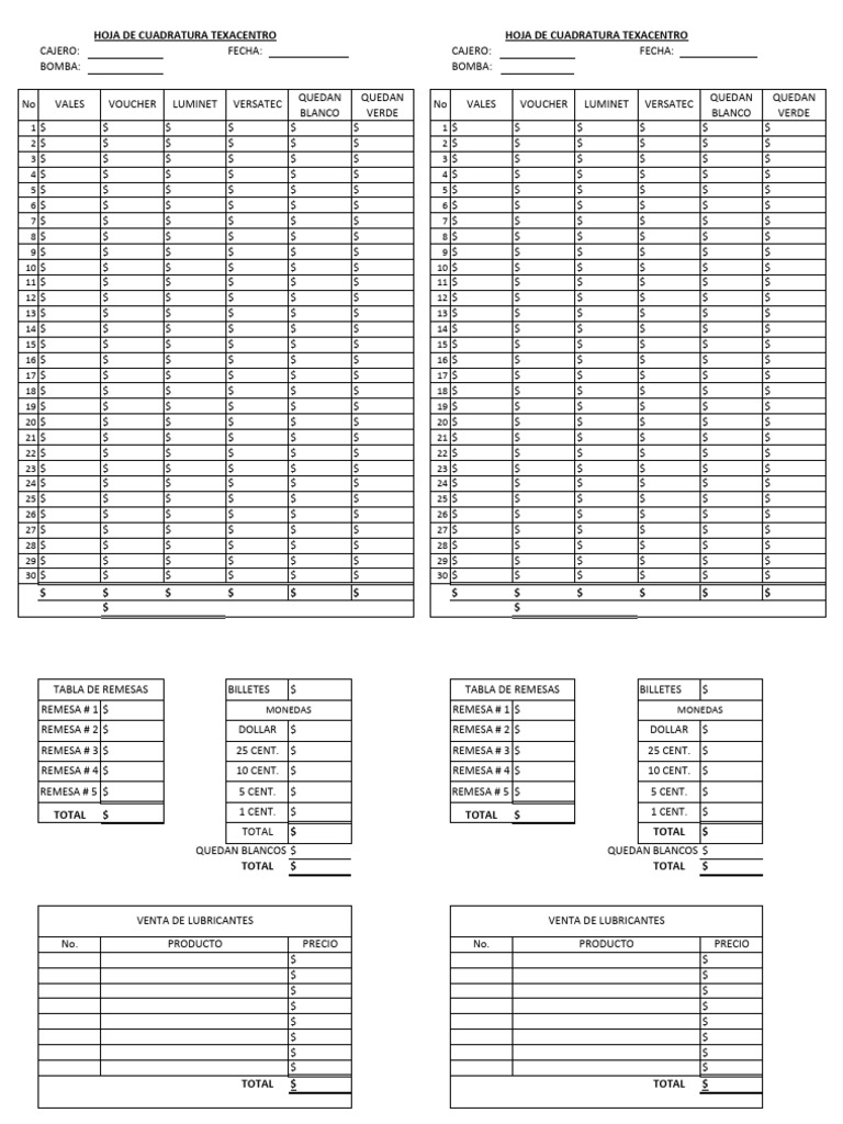 Hoja de Cuadre | PDF