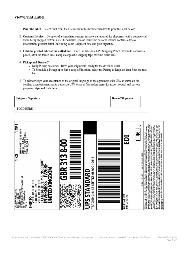 Shipping Label Instructions | PDF