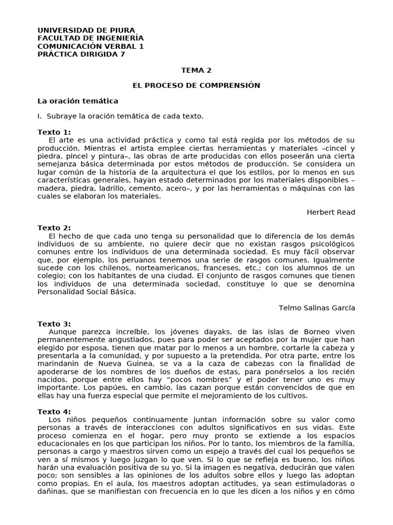 PD9. La Oración Temática | PDF