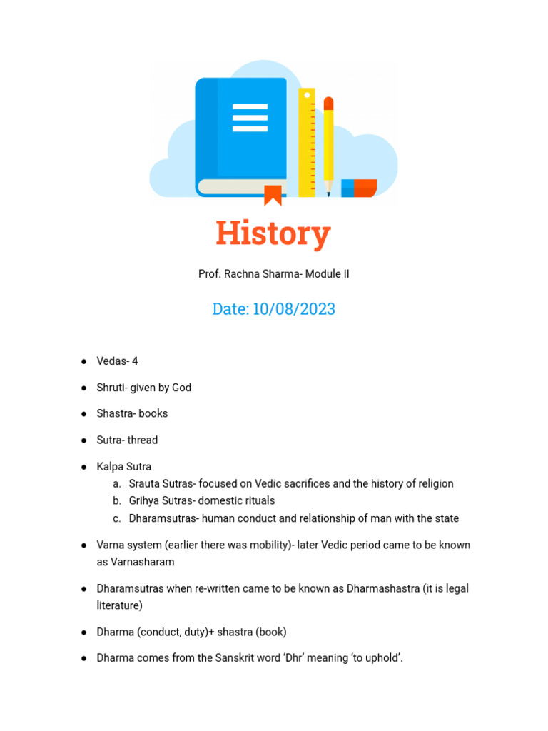 Class Notes History Sem 1 - Module II | PDF | Dharma | Sutra
