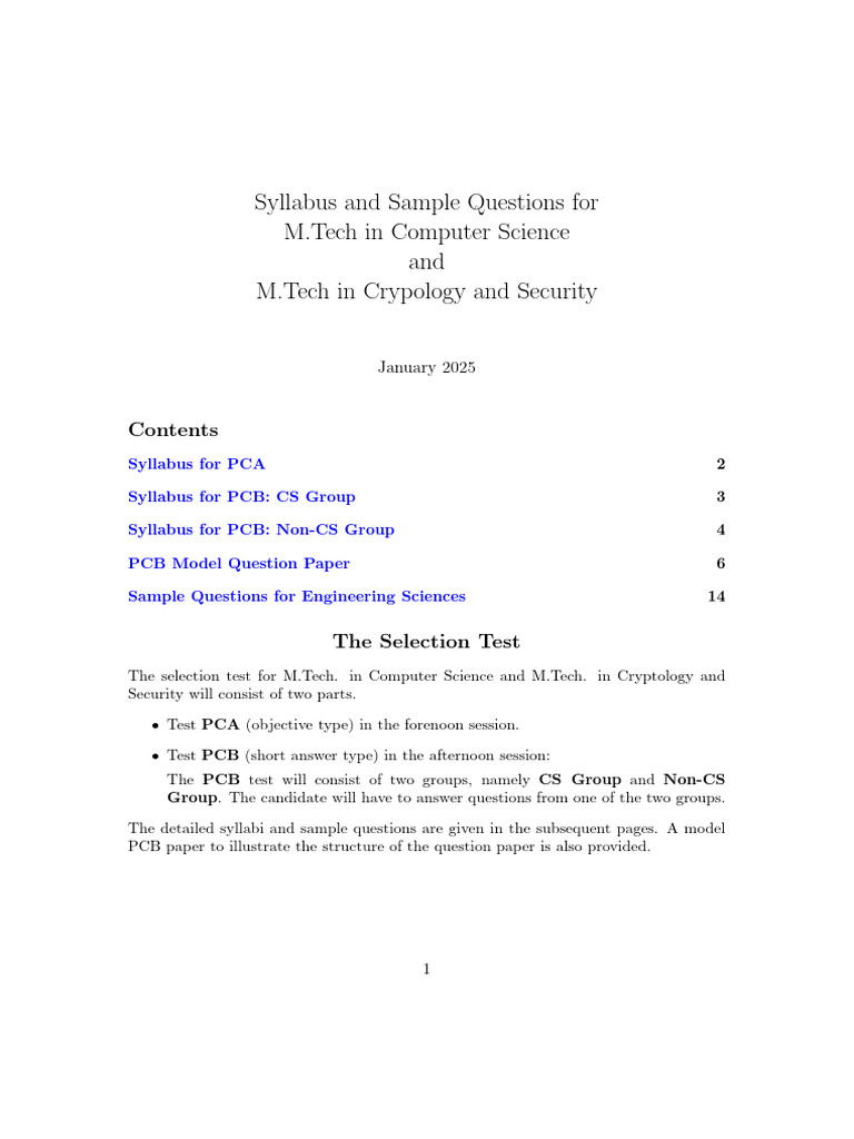 MTech Syllabus CS and CRS PCA PCB 2025 | PDF | Matrix (Mathematics) | Algebra
