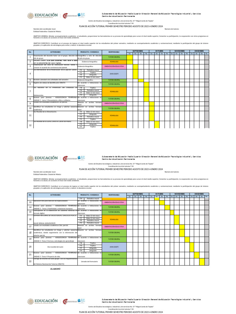 Programa de Accion Tutorial 2023 | PDF | México | Maestros