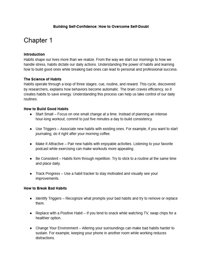 Building Self-Confidence - How To Overcome Self-Doubt | PDF | Habits ...