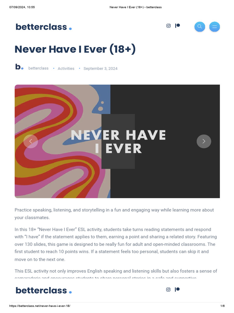 Never Have I Ever (18+) - Betterclass | PDF | Learning | Human Communication