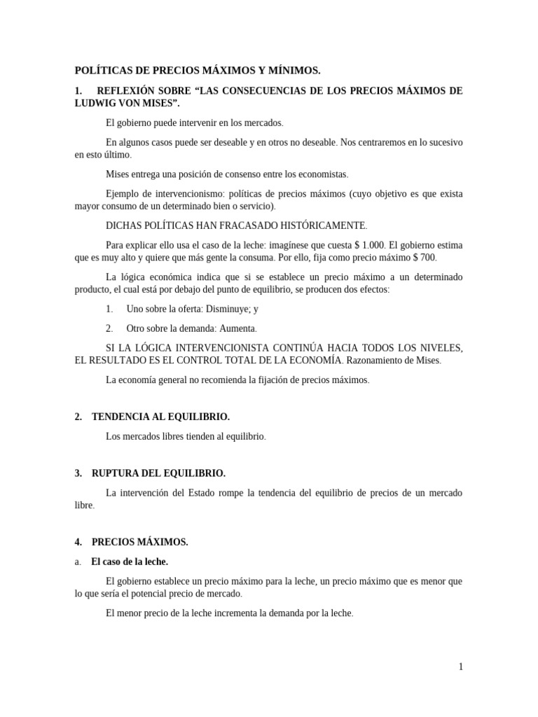 Precios Máximos y Mínimos | PDF | Precios | Mercado (economía)