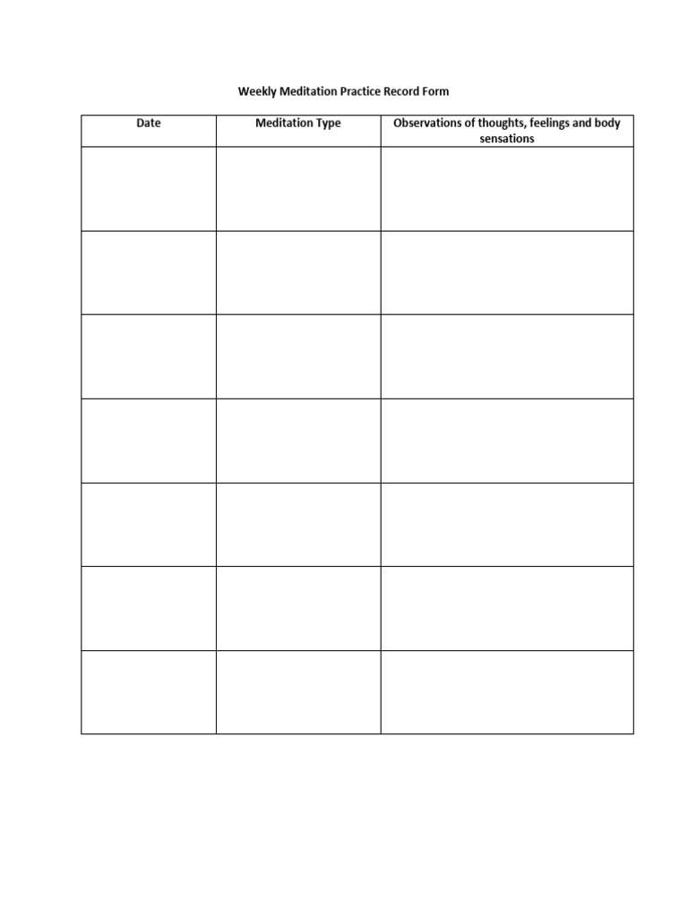 Weekly Meditation Practice Form | PDF
