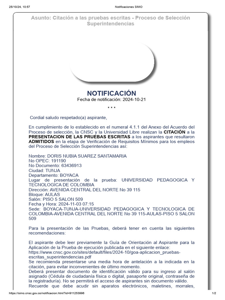 Notificaciones Citacion SIMO | PDF | Informática