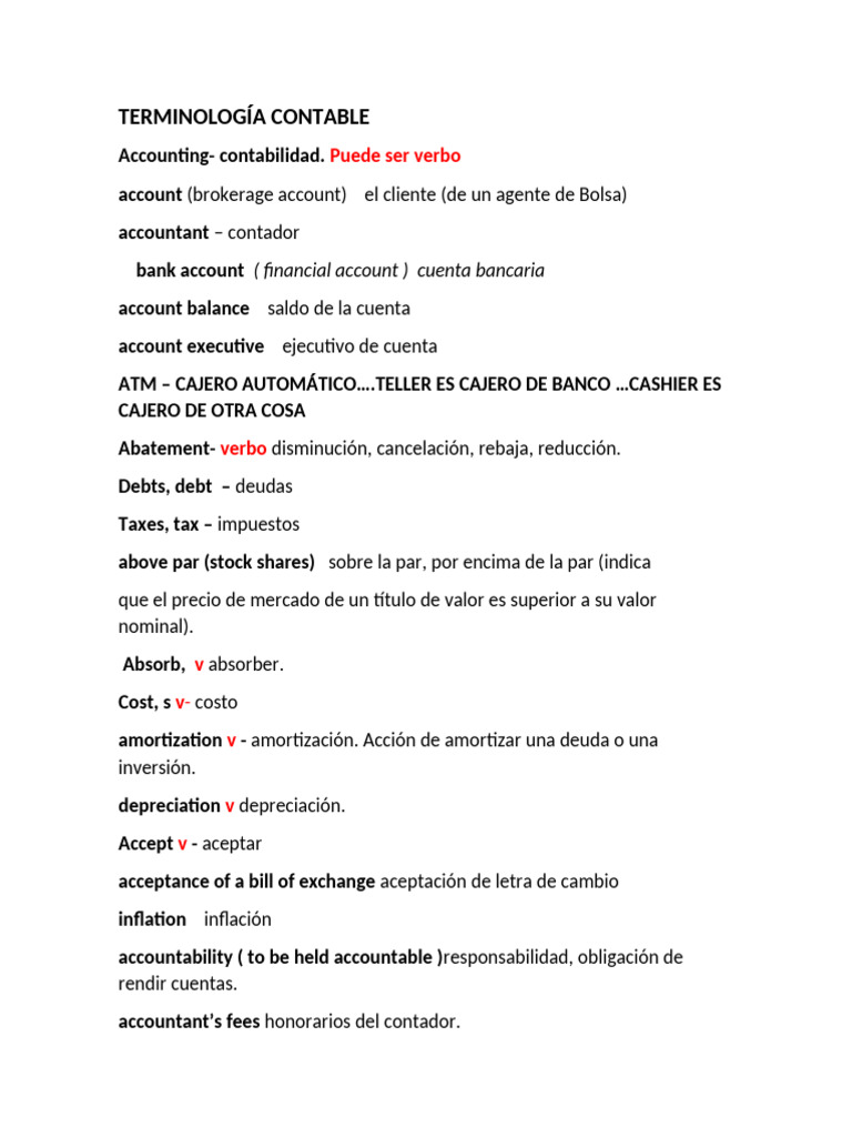 Terminología Contable | PDF | Contabilidad | Contabilidad financiera