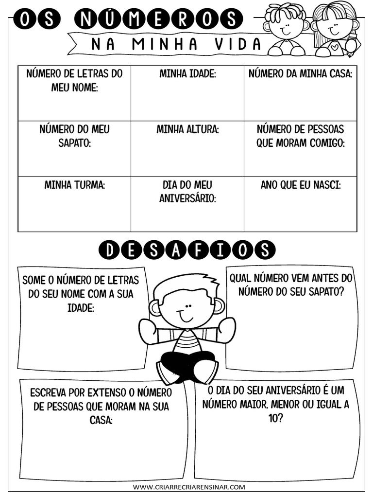 Atividade Matemática - Os Numeros Na Minha Vida | PDF