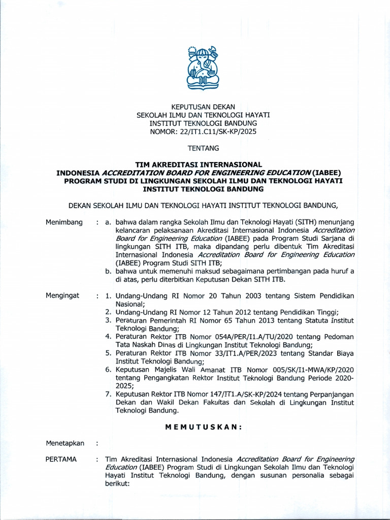 22-SK-TIM-AKREDITASI-INTERNATIONAL-INDONESIA-ACCREDITATION-BOARD-FOR-ENGINEERING-EDUCATION-IABEE ...