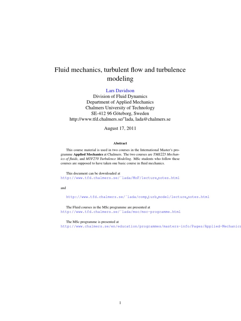 Fluid Mechanics, Turbulent Flow and Turbulence Modeling | PDF | Eigenvalues And Eigenvectors ...