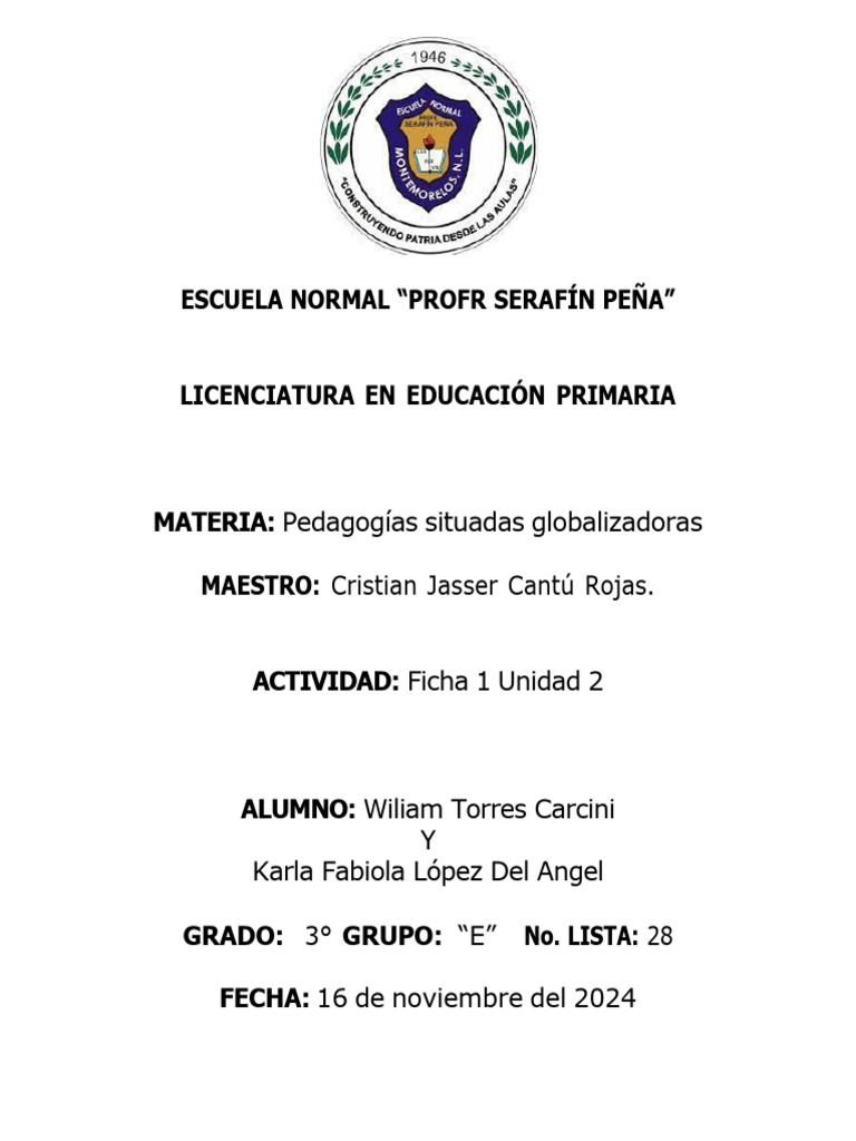 PSG - WyK - Ficha1 - UII | PDF | Pedagogía | Enseñando