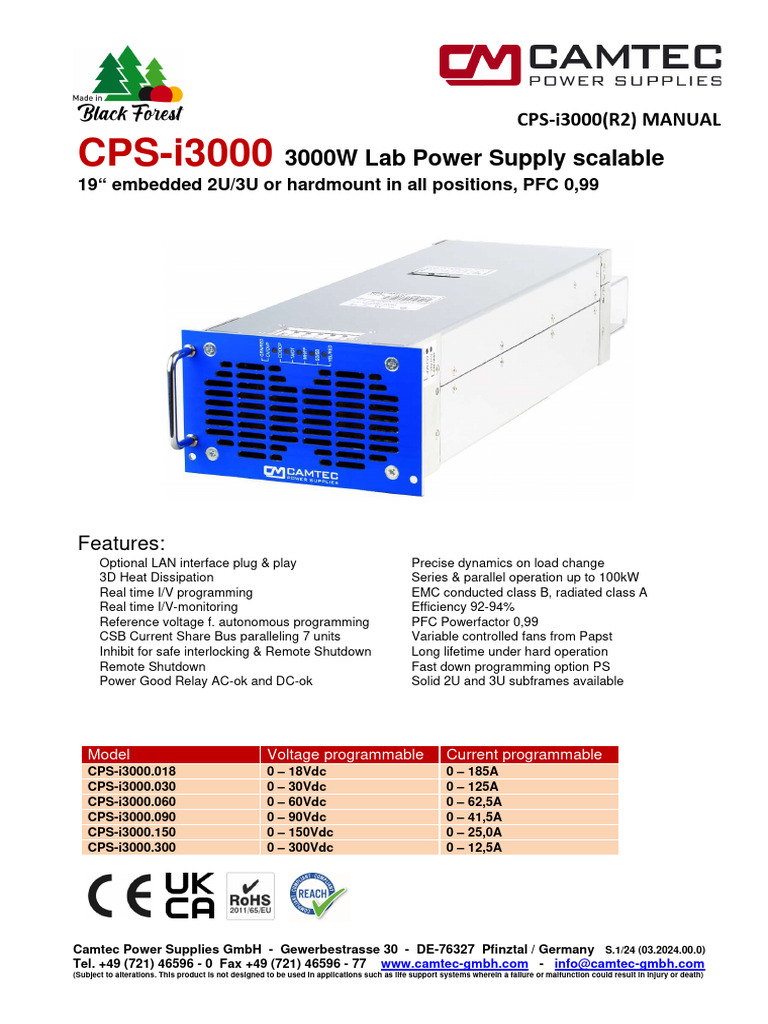 Camtec Cps I3000 032024 00 1 Digi | PDF | Power Supply | Electrical ...