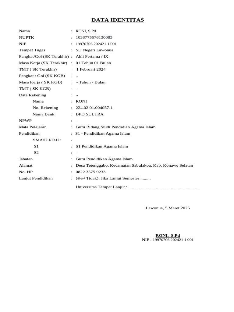 Data Identitas | PDF
