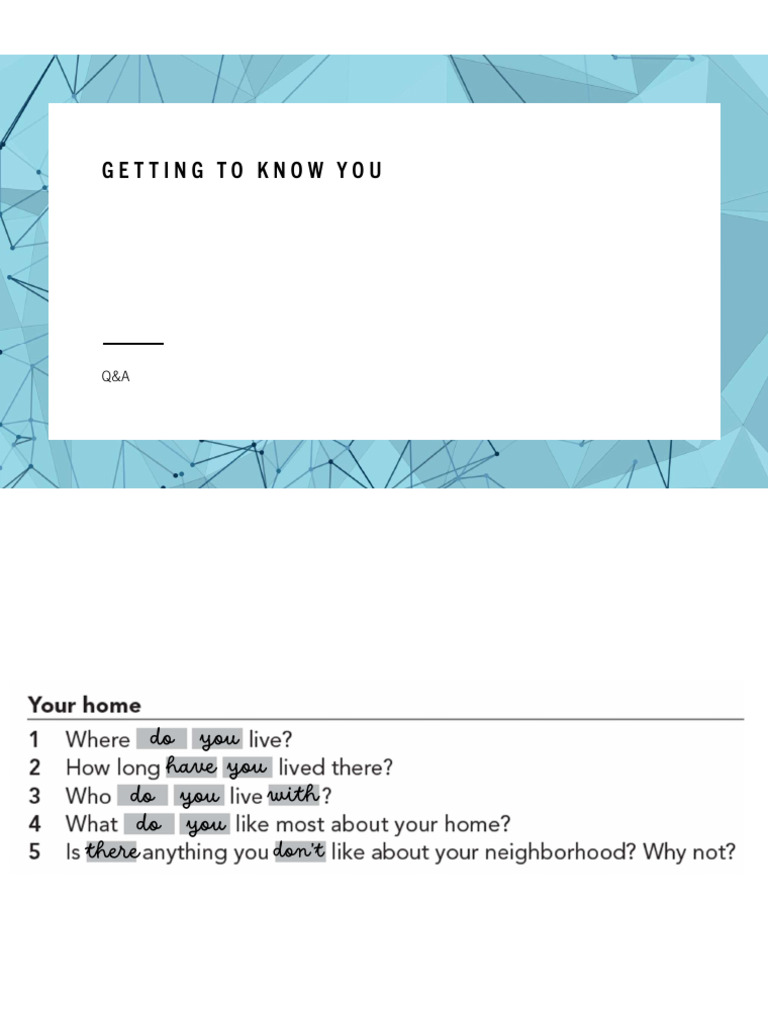Getting To Know You - Part 1 | PDF
