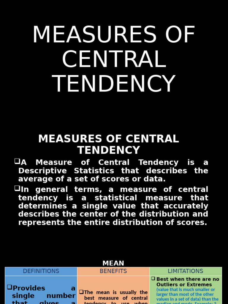 Understanding Central Tendency Measures | PDF | Mode (Statistics) | Mean