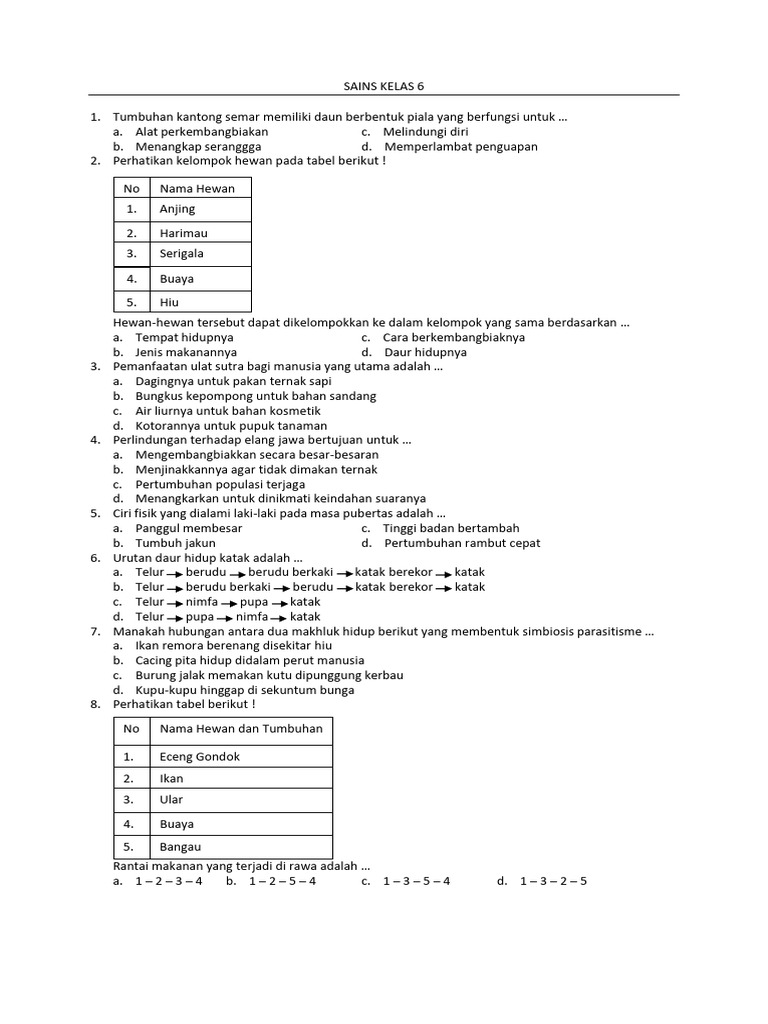 Sains Kelas 6 | PDF