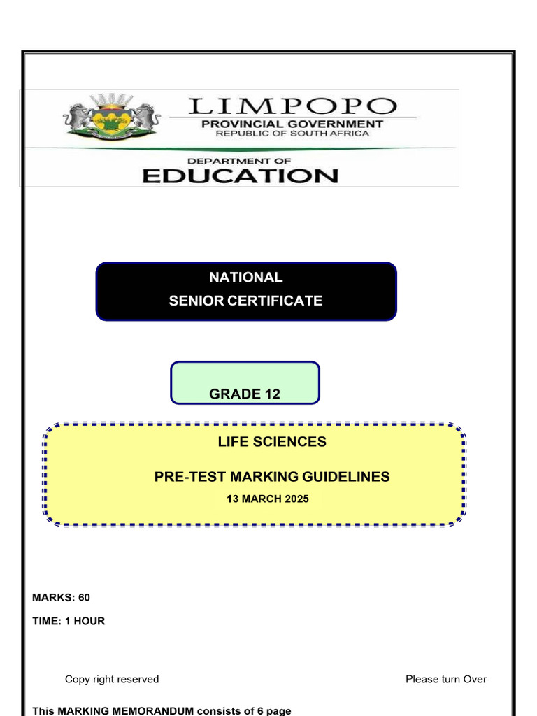 2025 03 13 Lim LFSC GR12 Pre Test MG | PDF | Nucleotides | Biology
