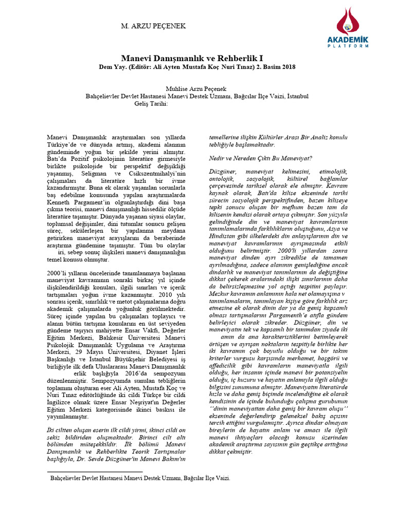 Manevi Dan - Manl - K Ve Rehberlik I-II (#546638) - 683873 | PDF