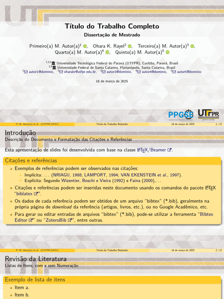 Template de Apresentação UTFPR | PDF | Te X