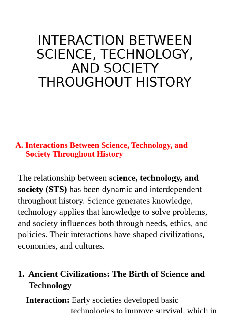 Interactions Between Science Technology and Society Throughout History ...
