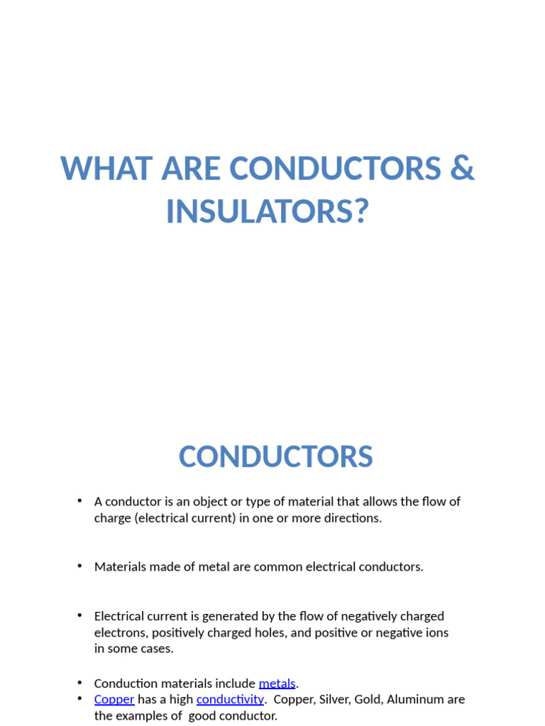 Conductors and Insulators | PDF