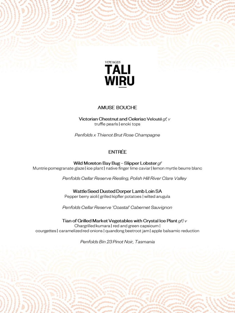 Tali Wiru Menu | PDF