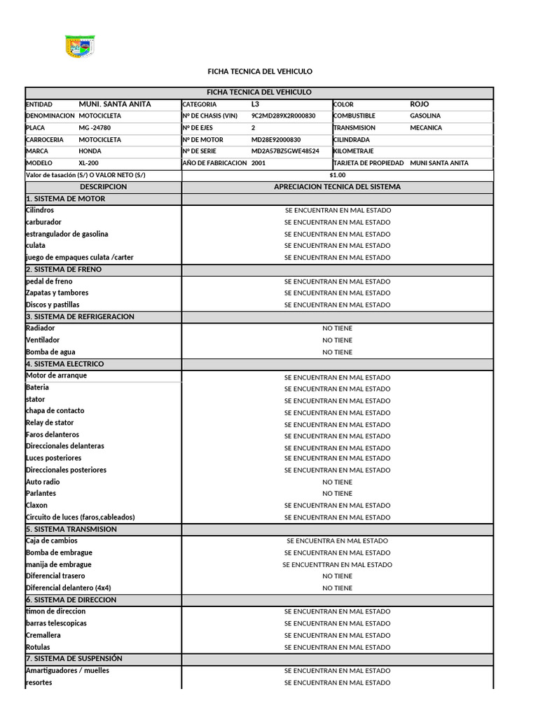 MG-24780 Ficha Tecnica | PDF | Motocicleta | Tecnologías automotrices