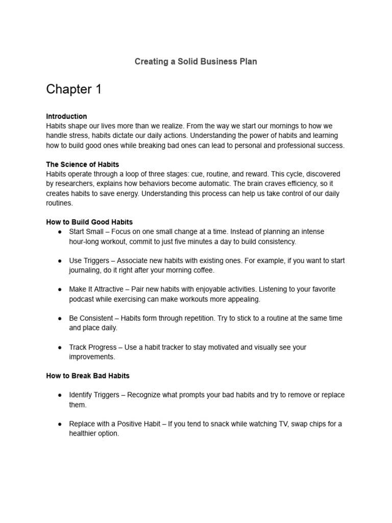 Creating A Solid Business Plan | PDF | Habits | Time Management
