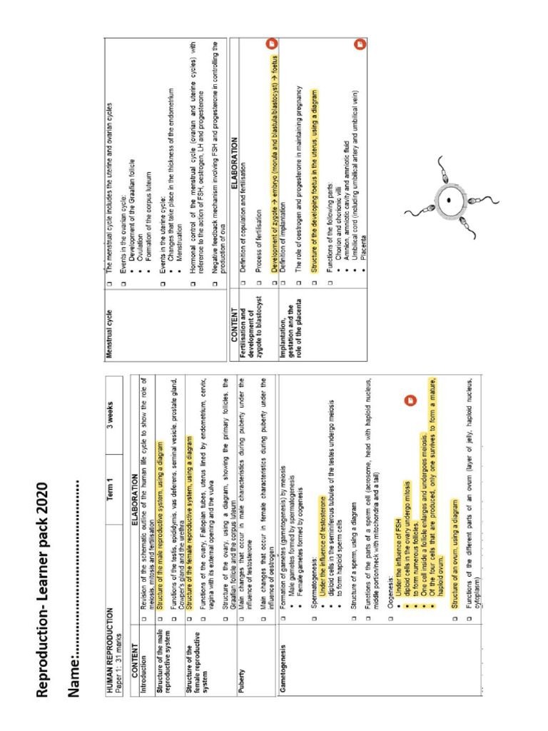 Human Reproduction Learner Pack MEMO - MSED - Wip - 250316 - 221622 | PDF