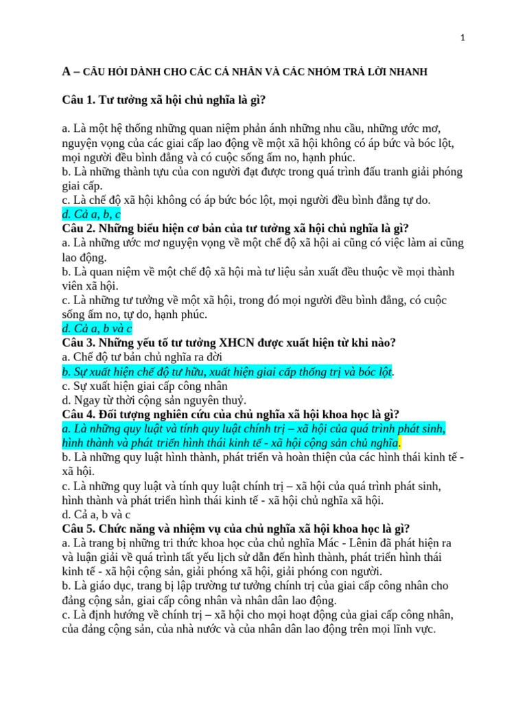 Tài liệu thi CNXH | PDF