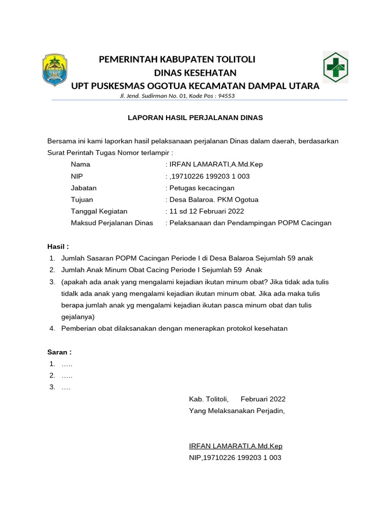 Format Laporan Kecacingan | PDF