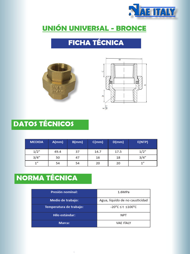 Unión Universal - Ficha Técnica | PDF