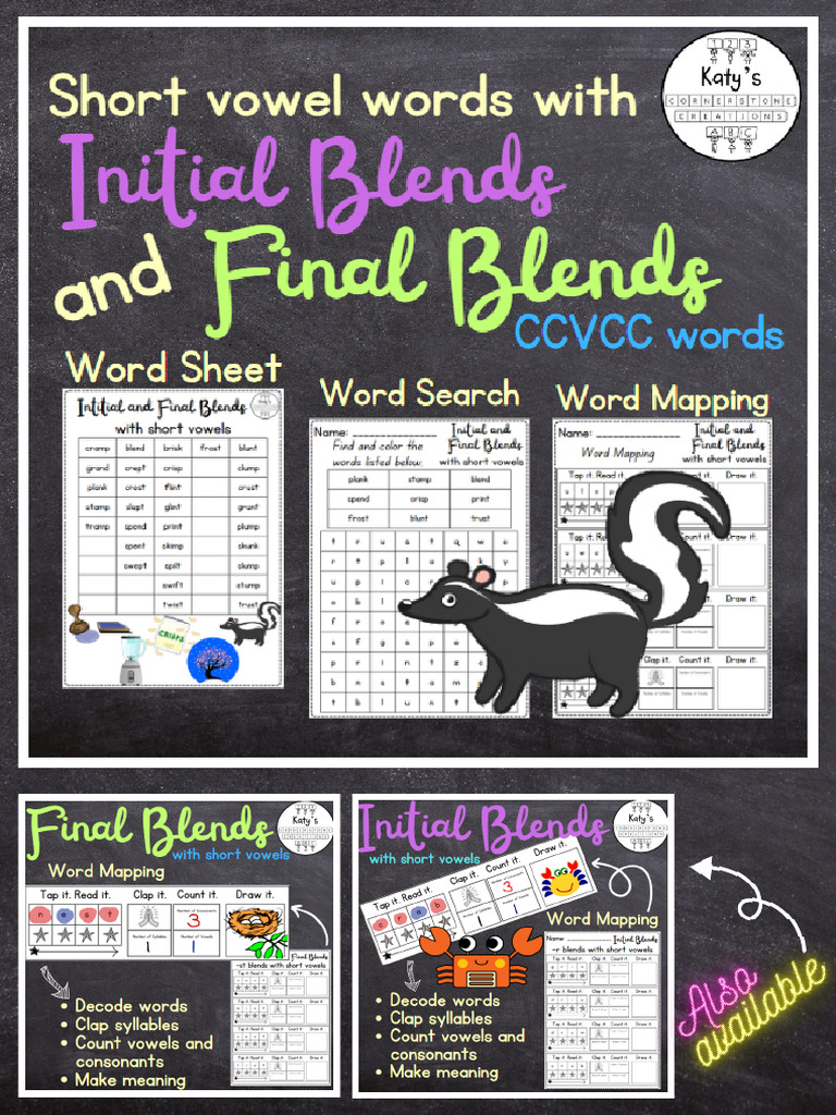 Phonics Worksheets: Initial & Final Blends | PDF