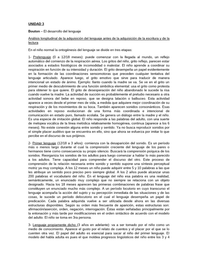 PSICO 1 Unidad 3 | PDF | Adultos | Aquisición de idioma