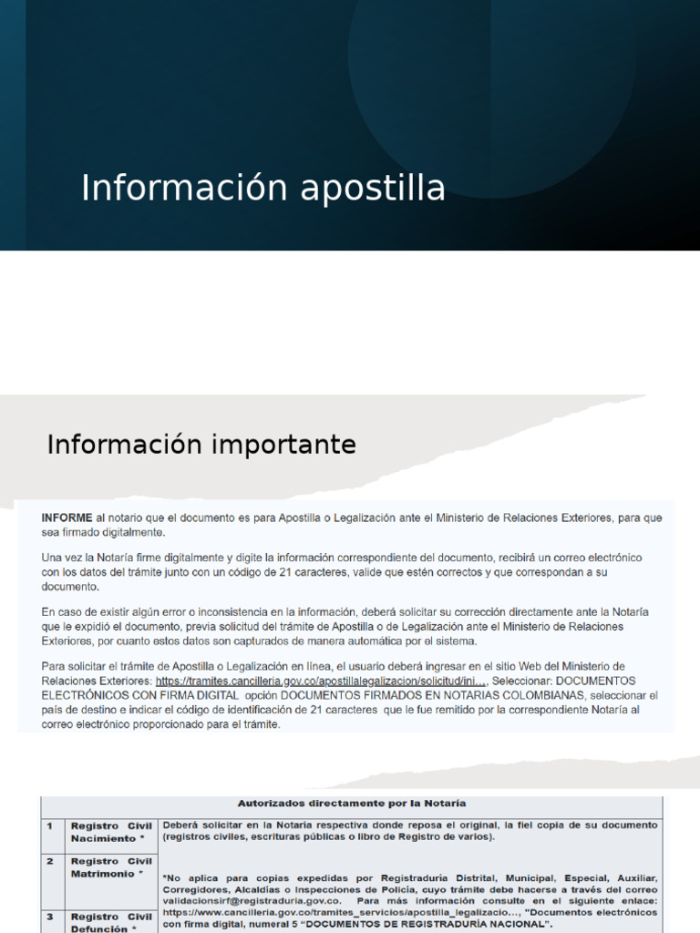 Información Apostilla | PDF