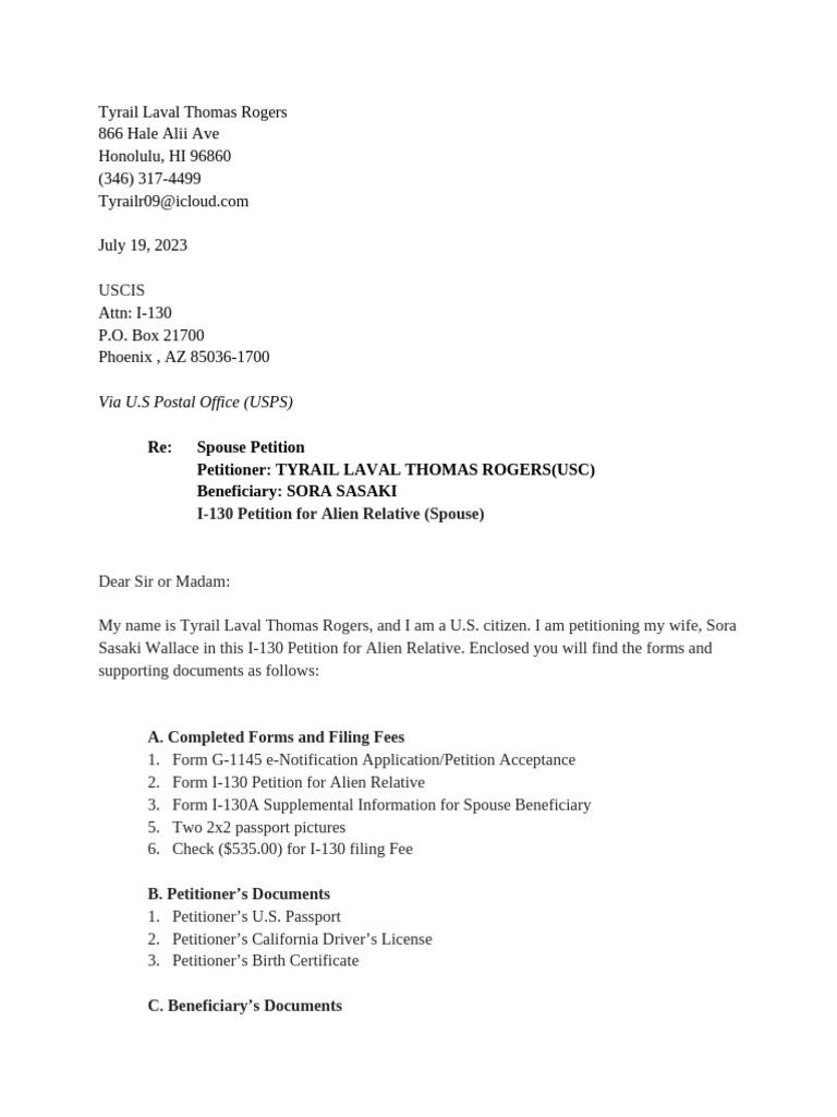 Cover Letter Tyrail Laval Thomas Rogers | PDF