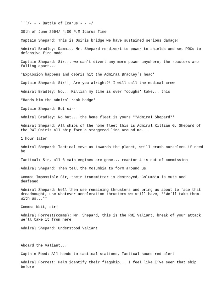 Rwi Tale Battle of Icarus | PDF | Battleship | Naval Operations And Battles