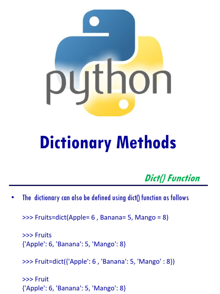Python Dictionary Methods Explained | PDF | Computer Programming | Software Engineering