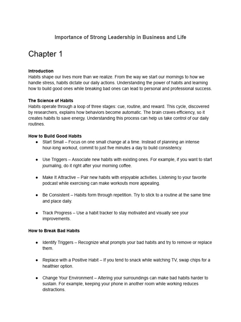 Importance of Strong Leadership in Business and Life | PDF | Habits ...